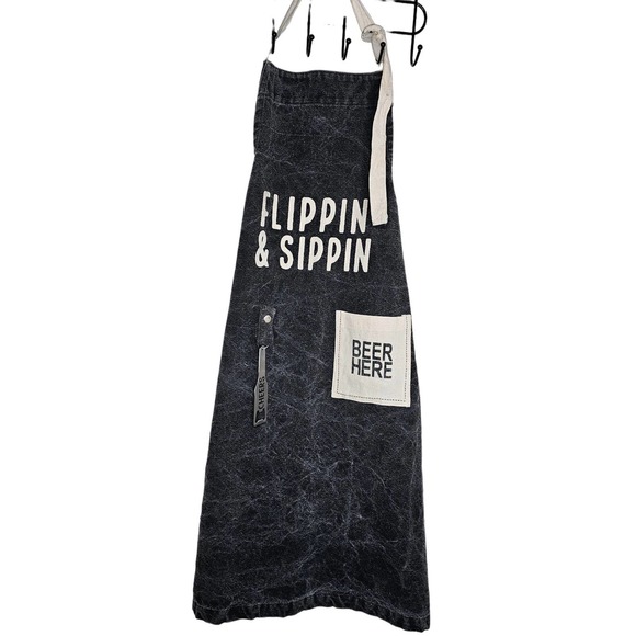 Mud Pie | Kitchen | Flippin Sippin Grill Apron Beer Holder Opener Grey ...